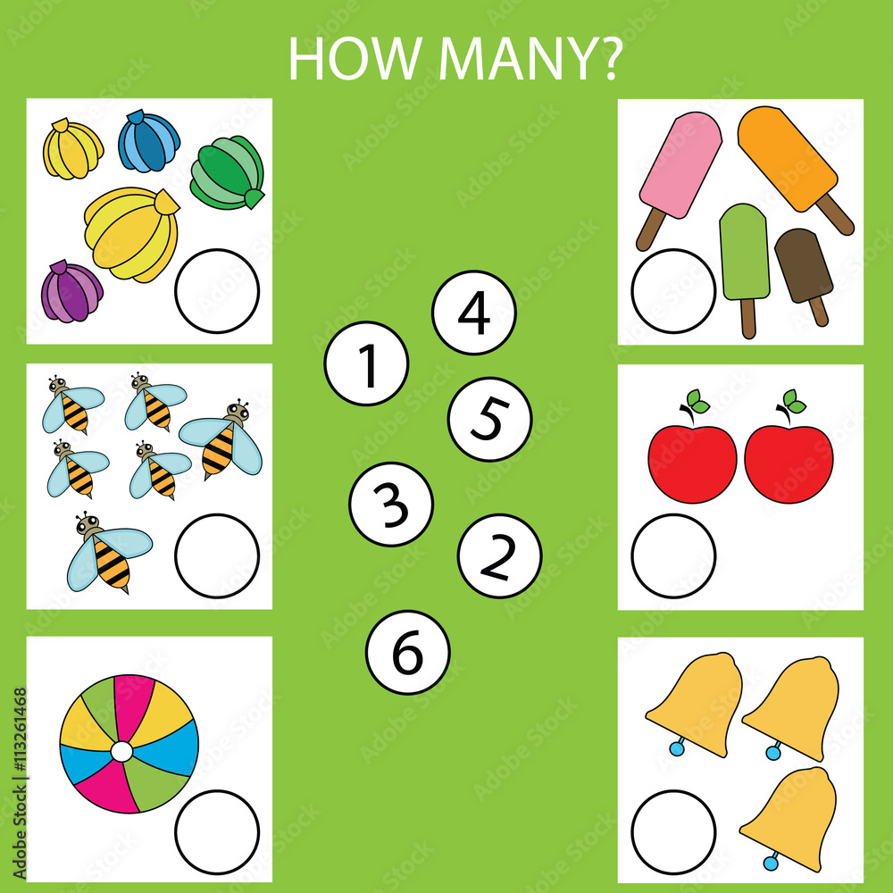 Counting Educational Children Game How Many Objects Task Stock counting-educational-children-game-how-many-objects-task-stock