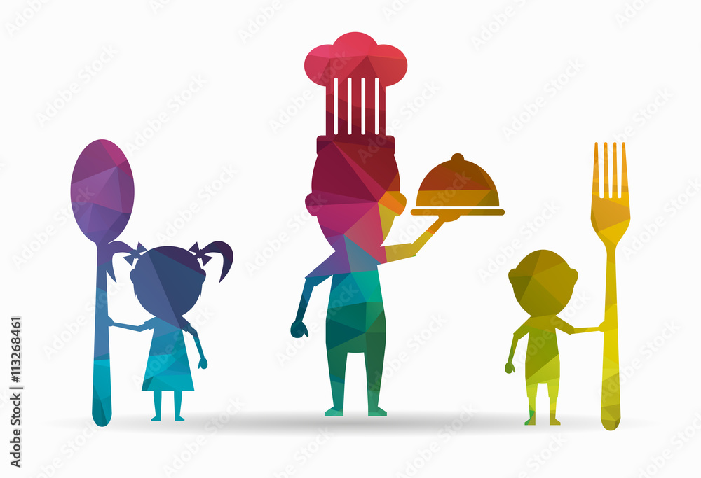 poly icon family eating Stock Vector | Adobe Stock