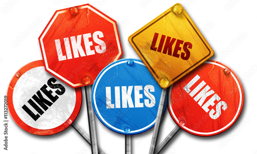 likes, 3D rendering, rough street sign collection Stock Illustration ...