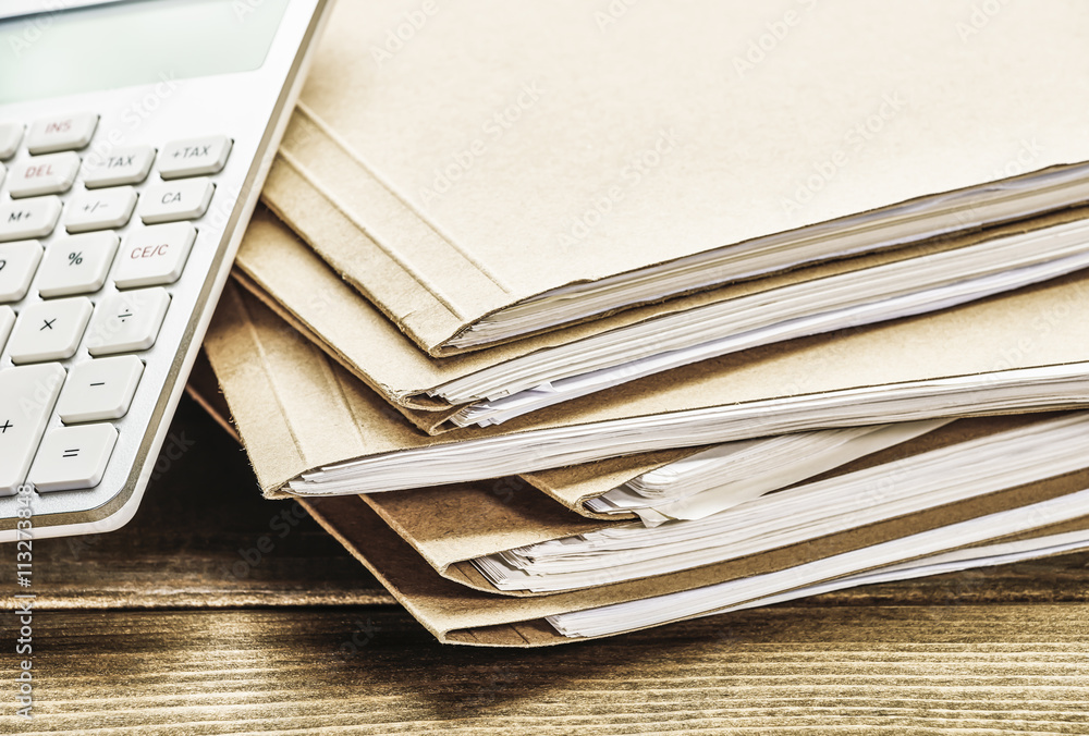 Files. Stack of papers paperwork. Work tools on desk. Stock Photo ...