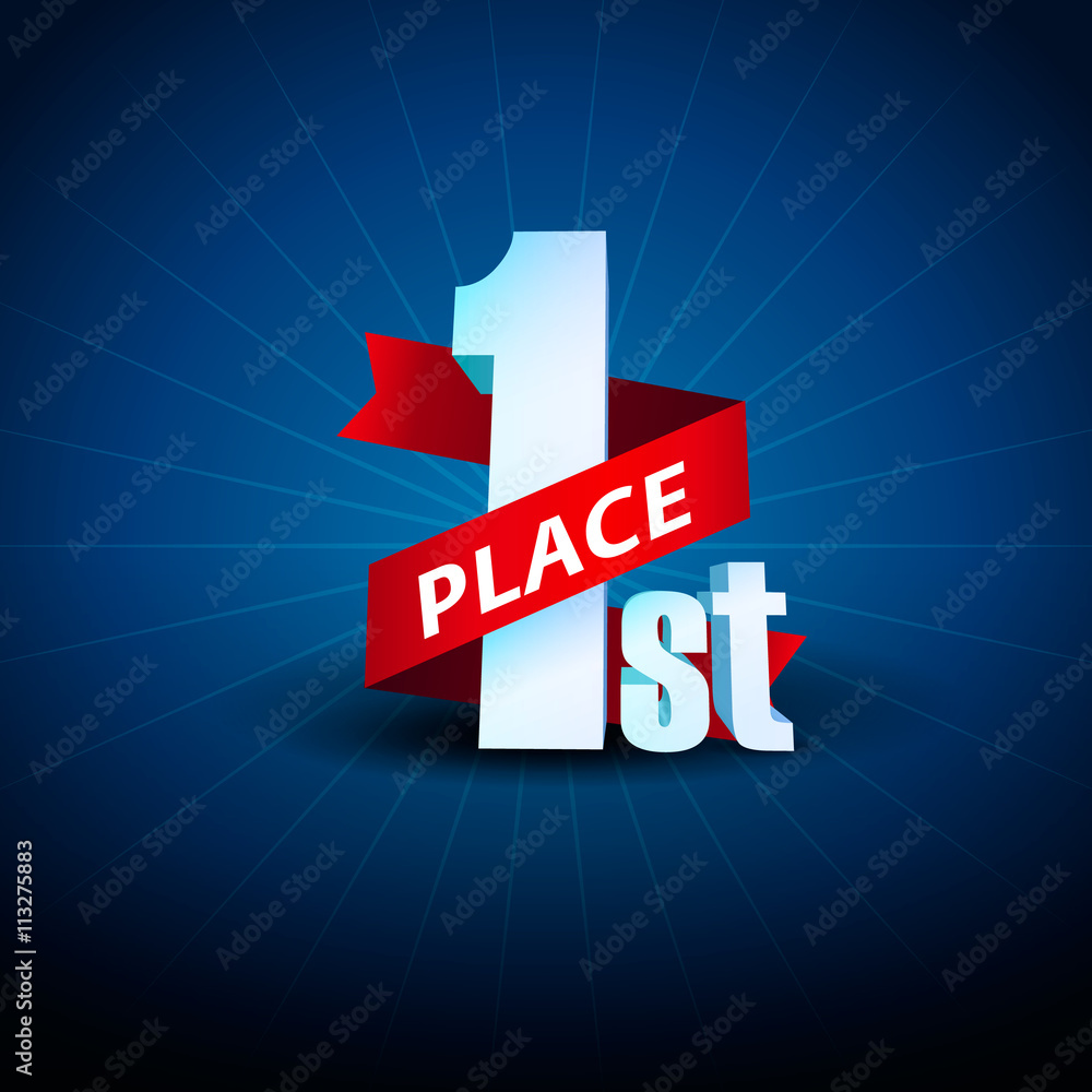 1st place 3D on blue background Stock Vector | Adobe Stock