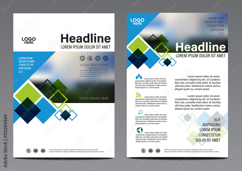 Flat Block Blue pattern Brochure Annual Report Flyer design template ...