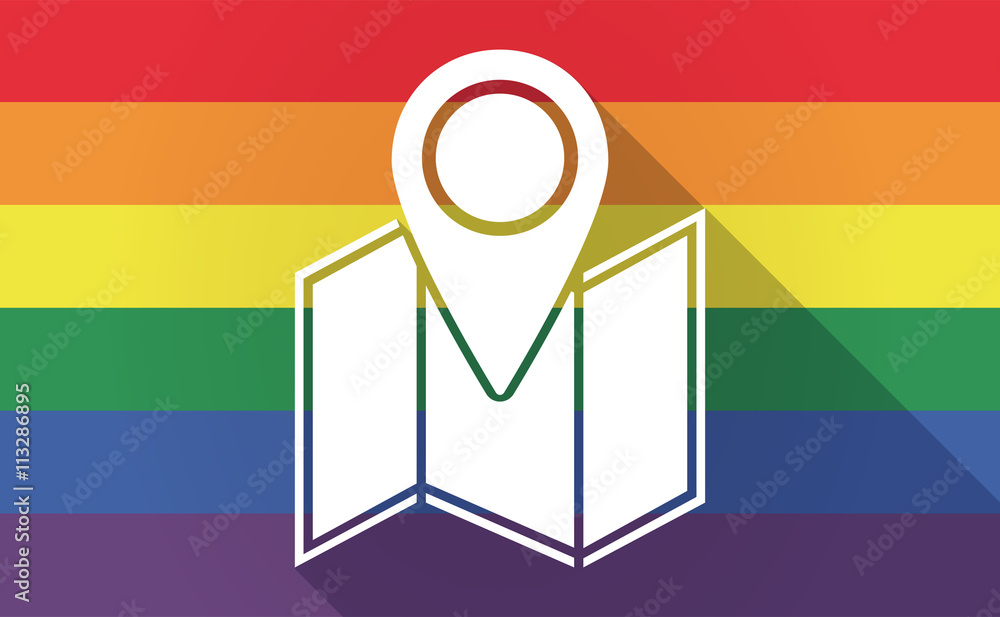 Long Shadow Gay Pride Flag With A Map Stock Vector Adobe Stock