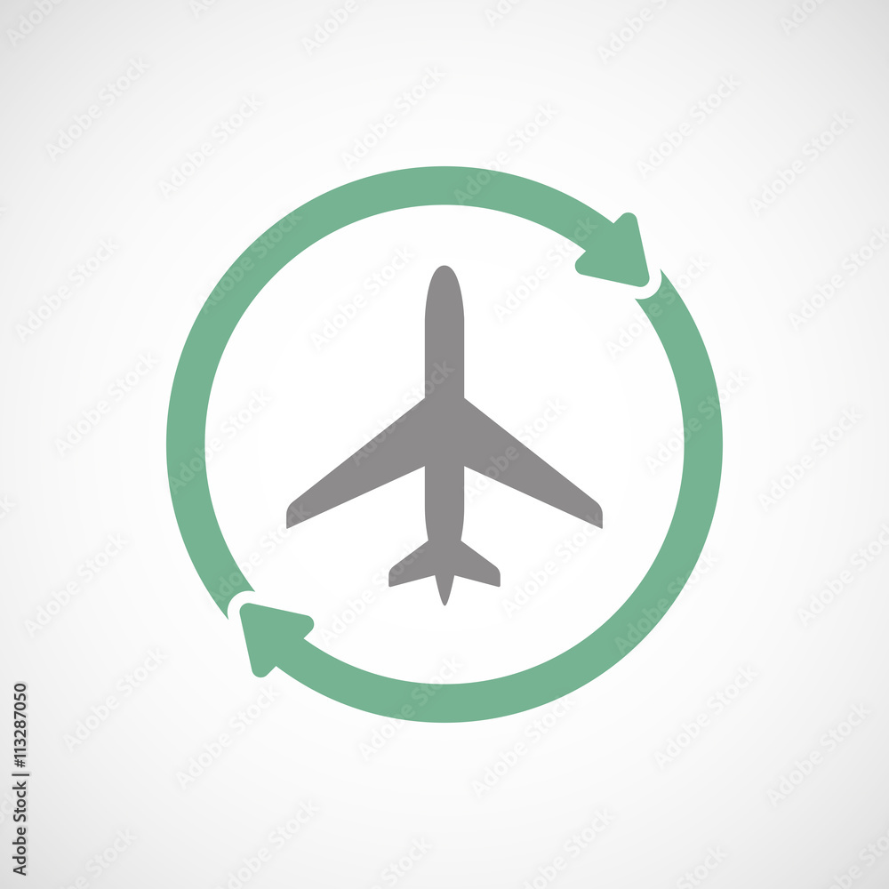 Reuse line art sign with a plane Stock Vector | Adobe Stock