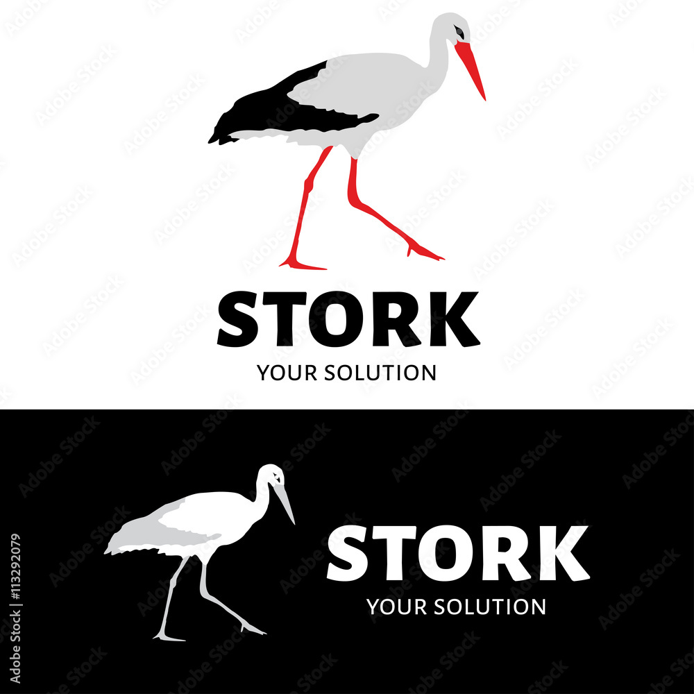 Vector logo the stork. Brand's logo in the form of a stork Stock Vector ...
