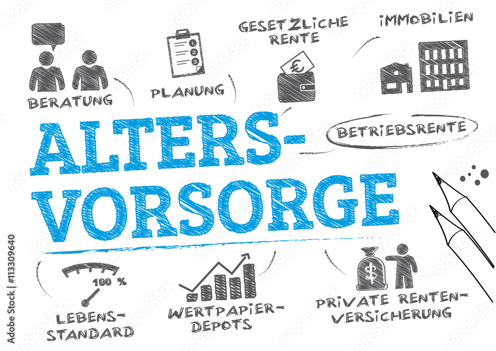Altersvorsorge - Lebensstandard sichern Stock-Vektorgrafik | Adobe Stock