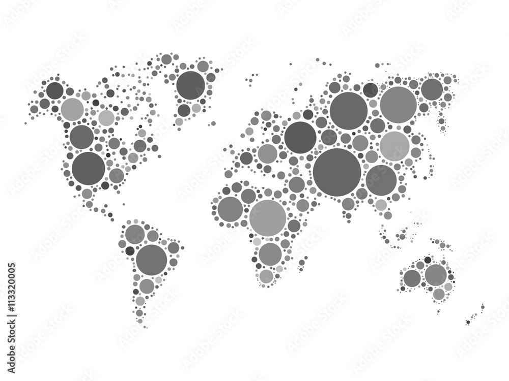 World map mosaic made of dots Stock Vector | Adobe Stock
