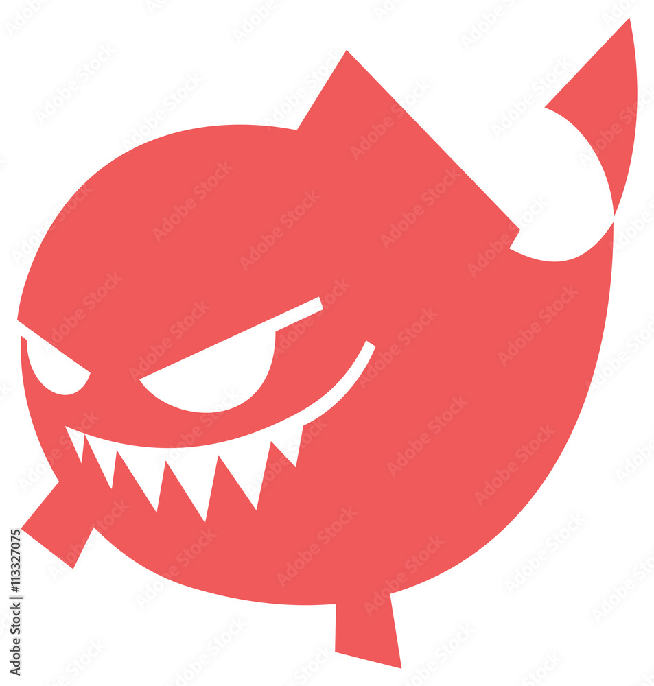 Cartoon Angry fish icon Stock Vector | Adobe Stock