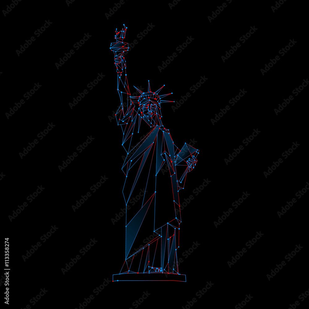 Polygonal mesh Statue of Liberty illustration. Independence Day ...