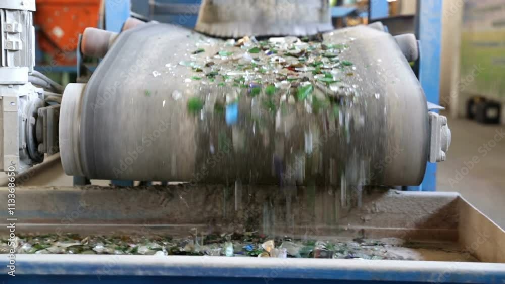 Glass particles for recycling in a machine in a recycling facility ...