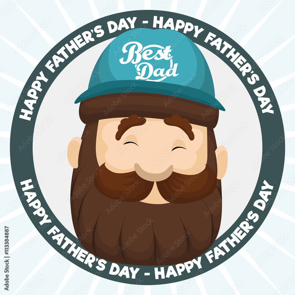 Happy Dad Face with Cap in Button for Father's Day, Vector Illustration ...