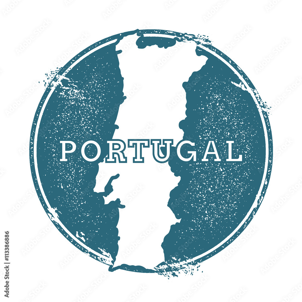 Grunge rubber stamp with name and map of Portugal, vector illustration ...