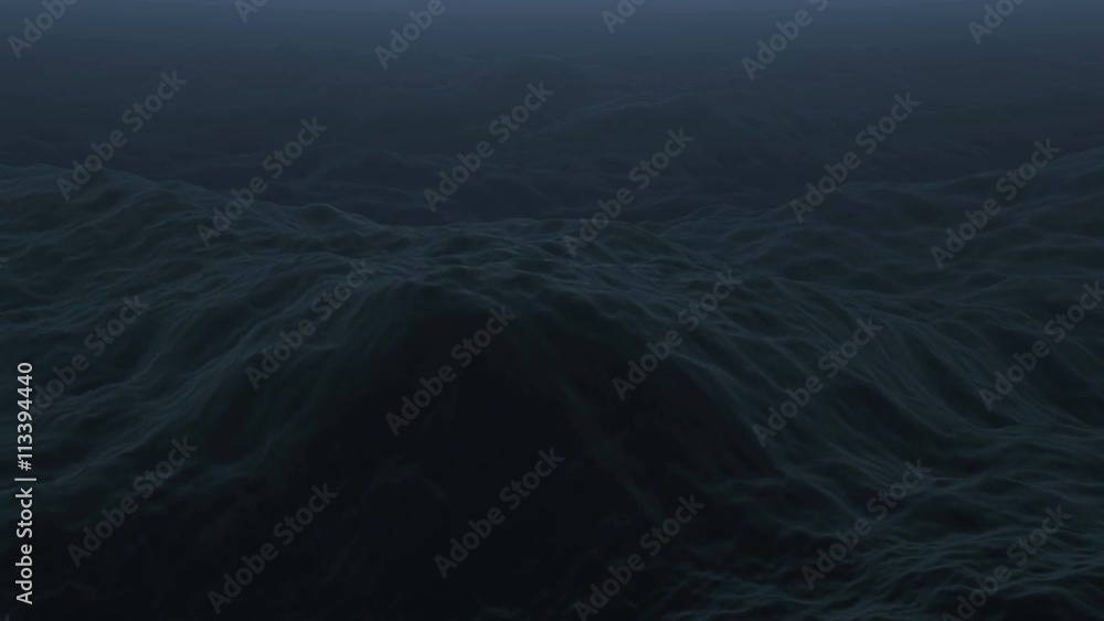 Water FX0327: Dark ocean waves undulate and flow (Loop). Stock Video ...