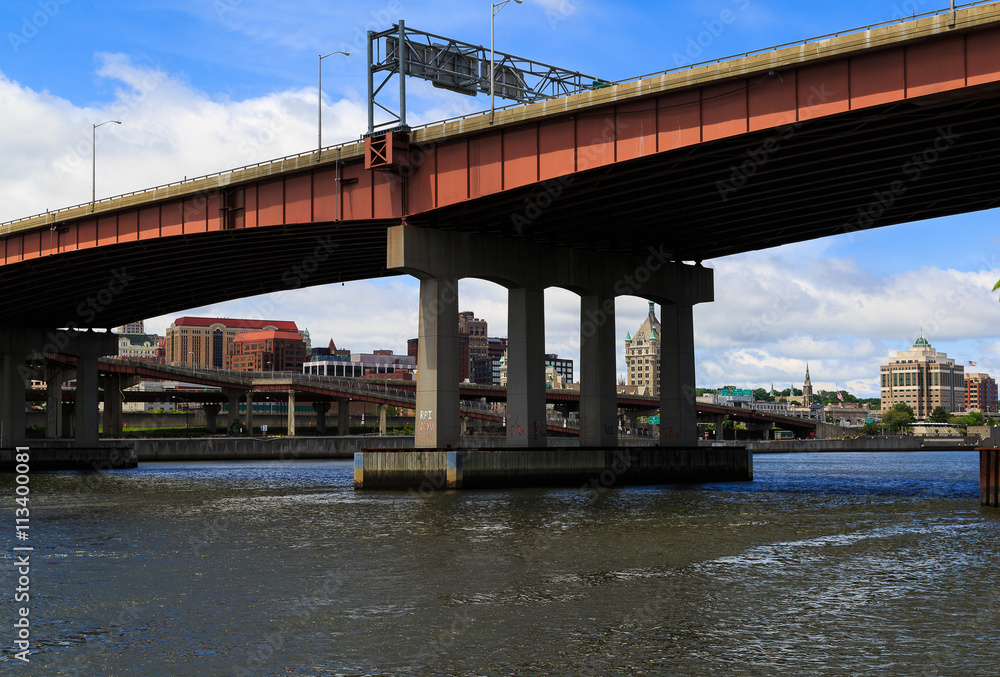 Albany NY from across the Hudson River in Rensselaer Stock Photo ...