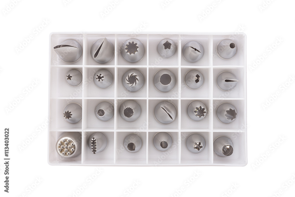 Various shape and sizes of cake decorating tips/ nozzles Stock Photo ...