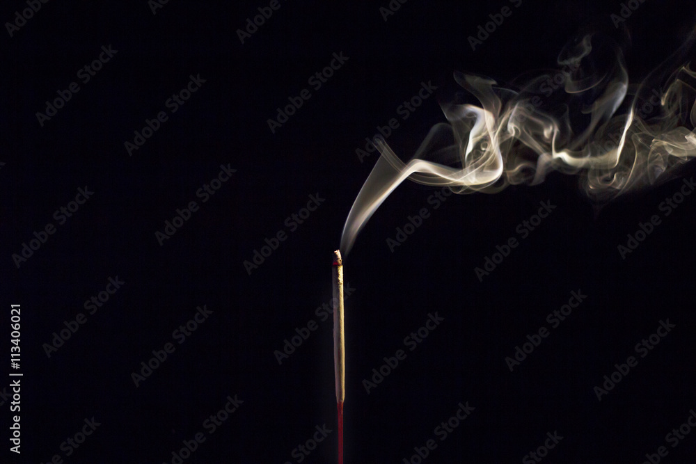 Incense Stick with Smoke on Black in black and white abstract ...