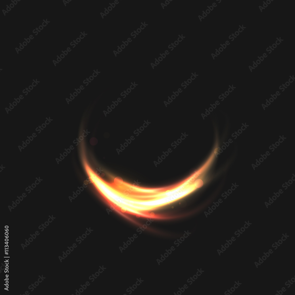 The rings of light with sparkling lines. Bokeh particles on the ...