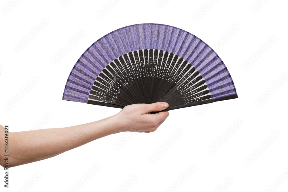 Hand holding fan isolated on white background Stock Photo | Adobe Stock