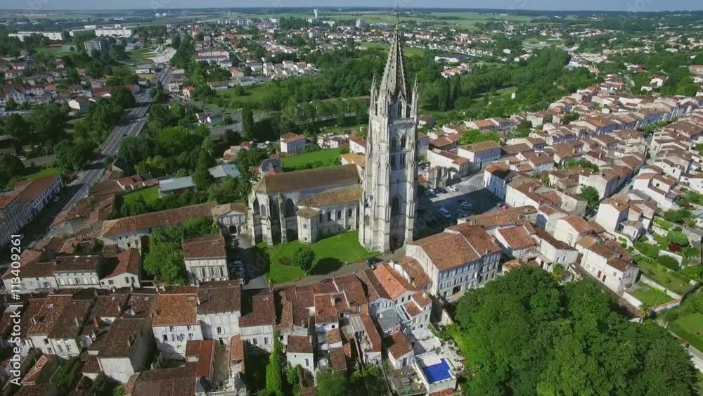 Europe, France, Charente-Maritime, Saintes City, Aerial view of St ...