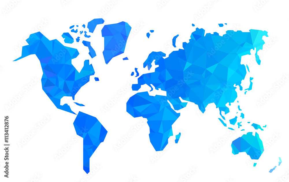 Geometric shapes low poly world map vector illustration isolated on ...