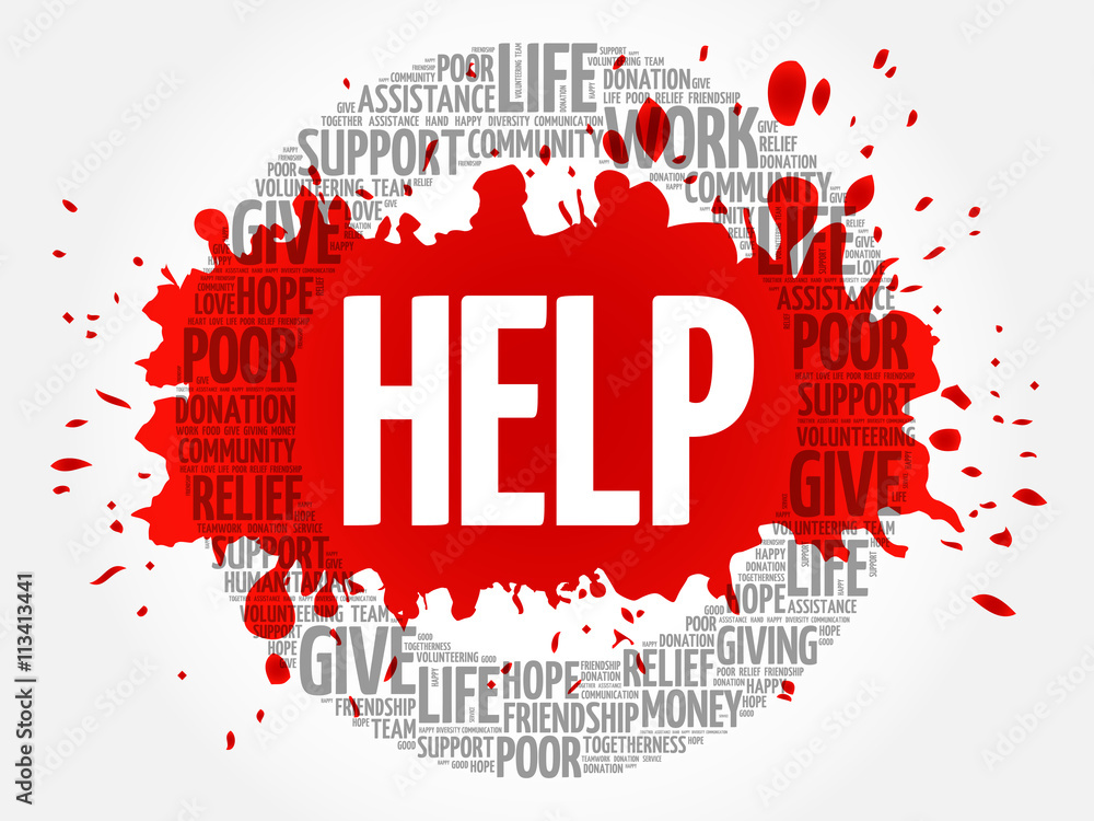 HELP word cloud collage, concept background Stock Vector | Adobe Stock