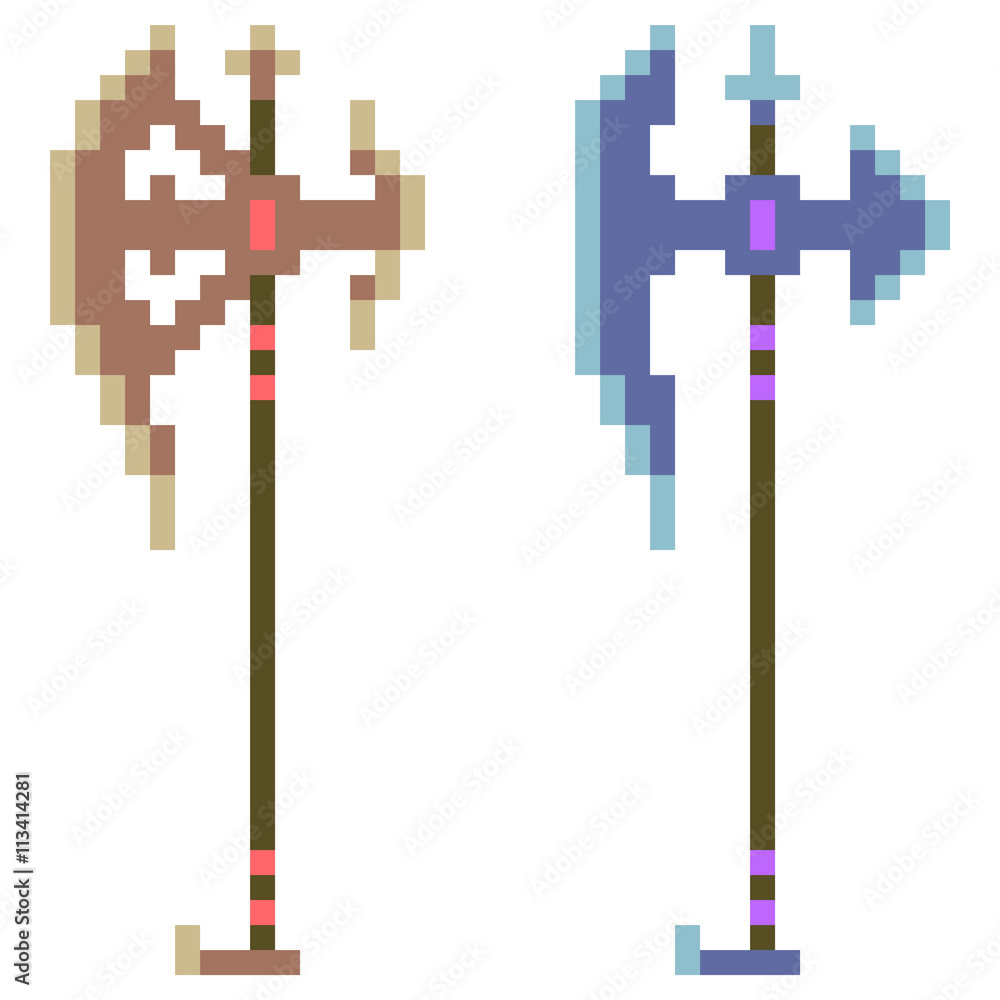 pixel art halberd Stock Illustration | Adobe Stock