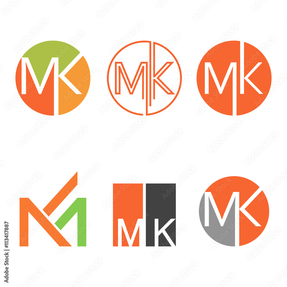 MK Alphabet Letter Sign Symbol Logo Collection Stock Vector | Adobe Stock