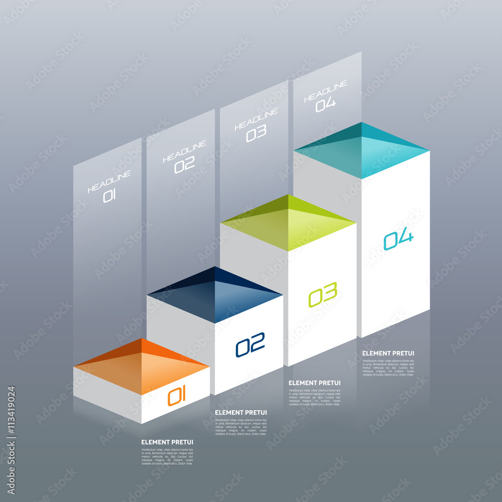 Infographic vector 3D chart, graph, digital diagram, workflow, number ...