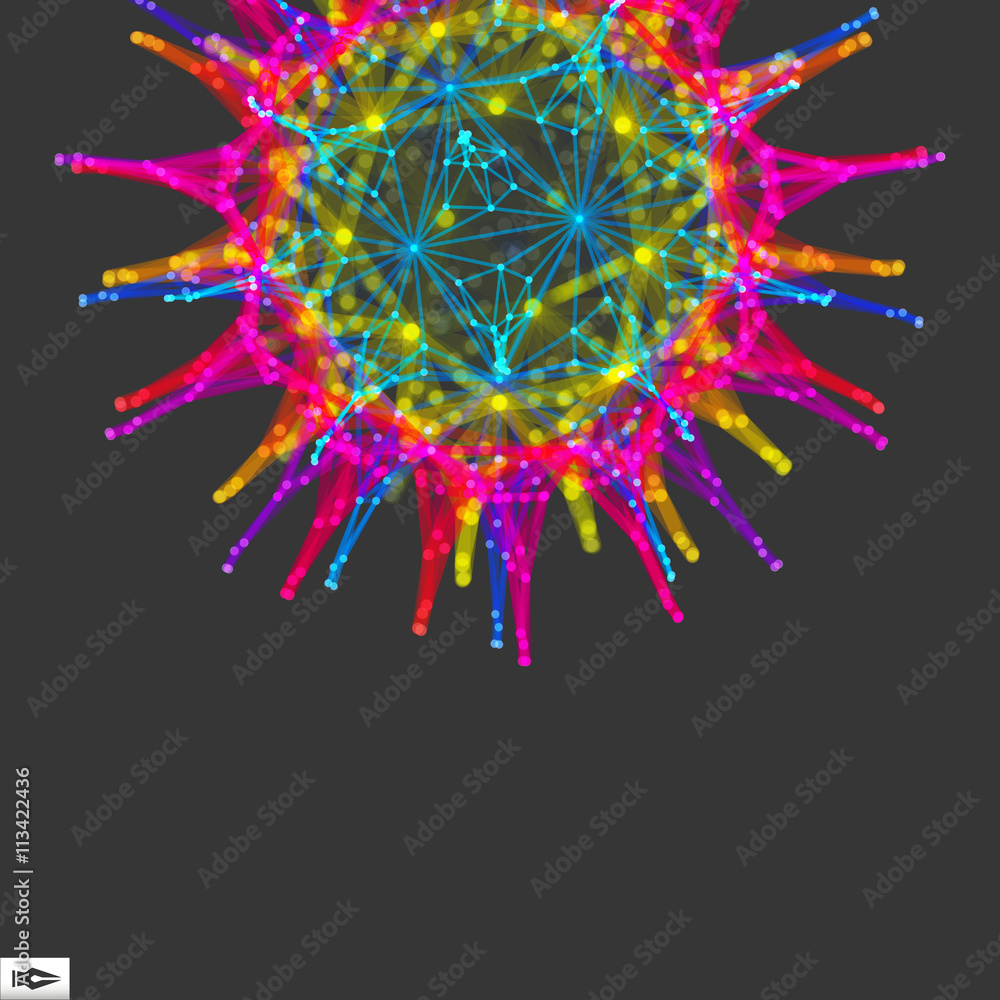 Sphere with Connected Lines and Dots. Glowing Grid. Connection ...