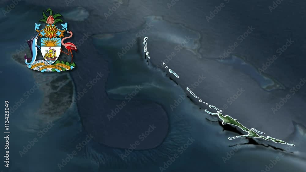 Exuma With Coat Of Arms Animation Map Districts of Bahamas vídeo do ...