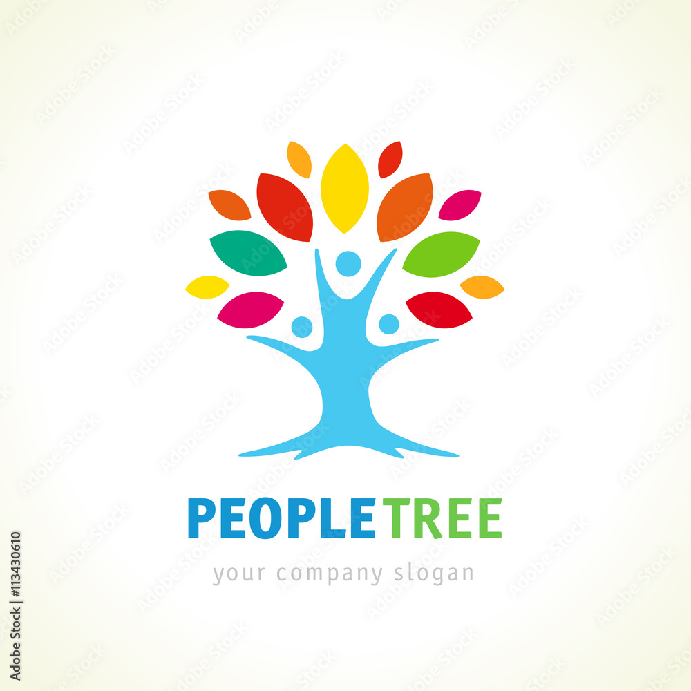 People tree logo. People unity logo, communication logo, eco green logo ...