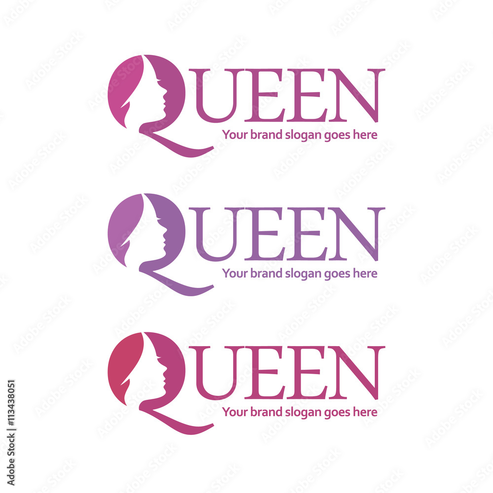 Beautiful woman's face logo design template. Woman face in letter Q for ...