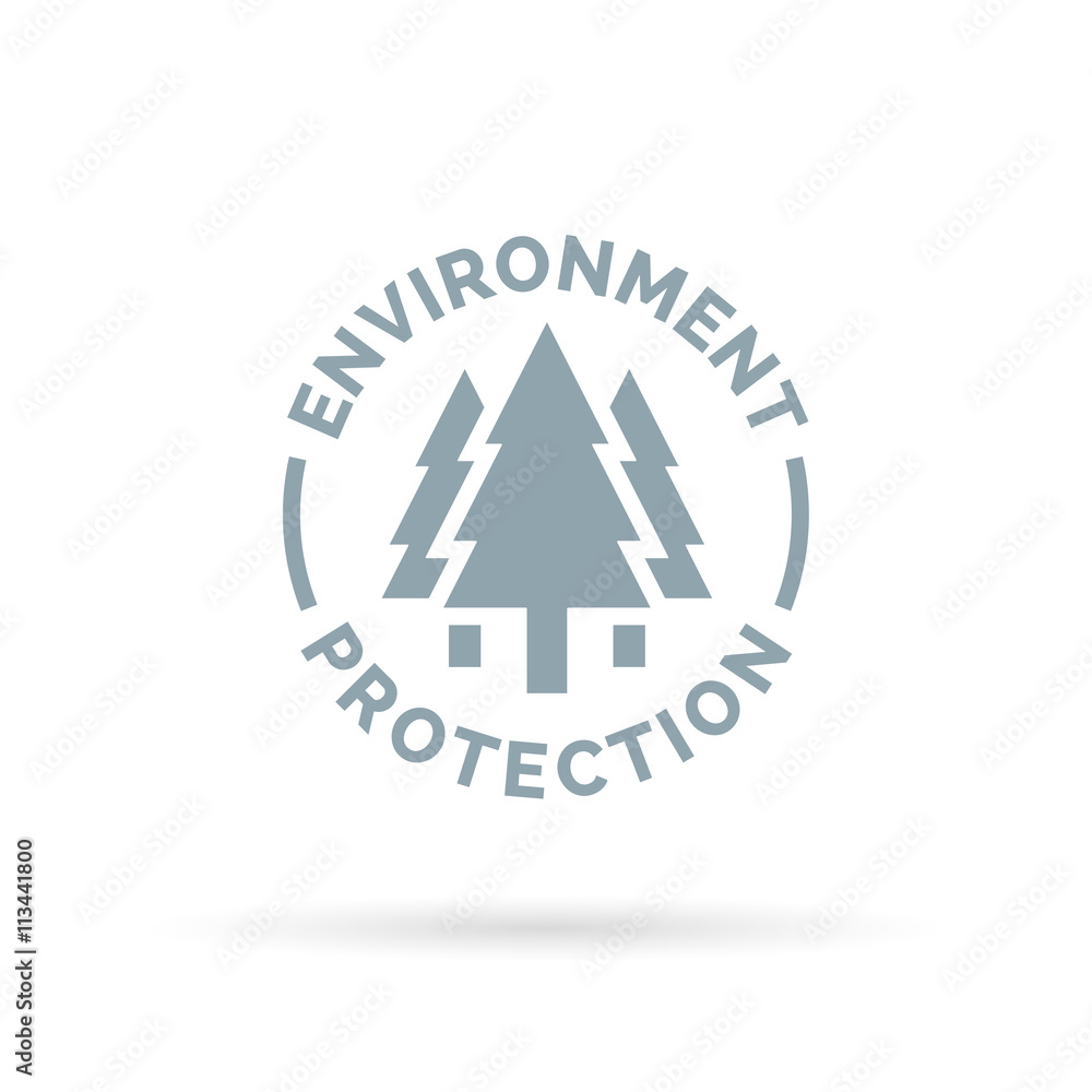 Save and protect the environment symbol with forest silhouette tree ...