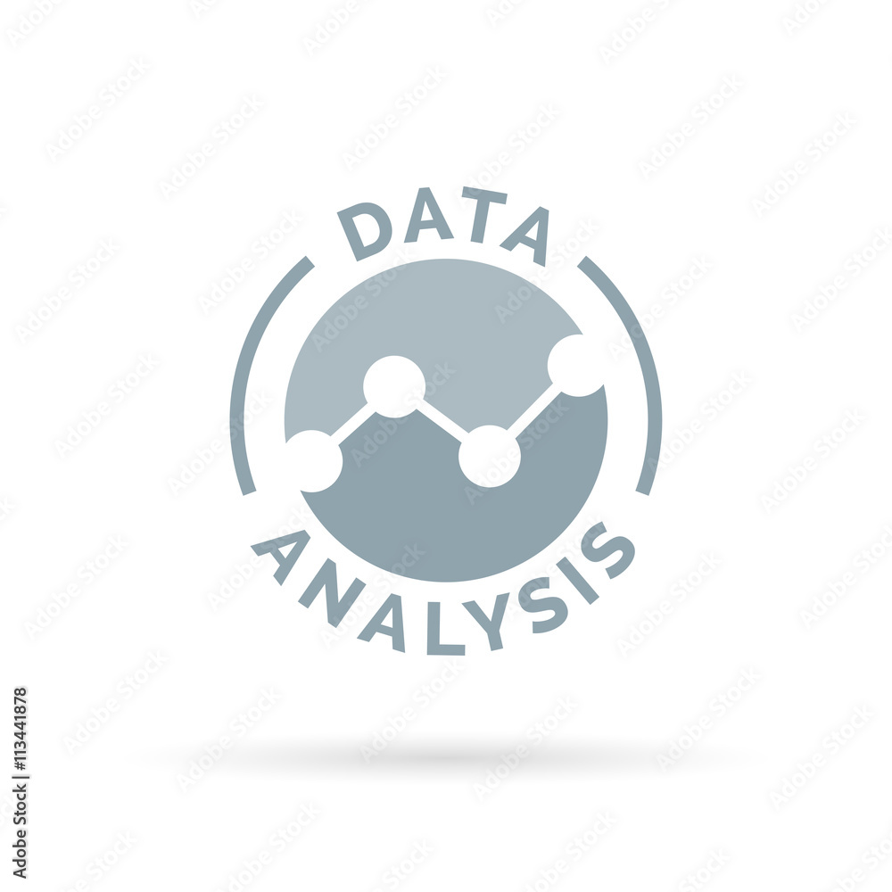 Data analysis icon with grey concept line dots graph symbol. Vector ...
