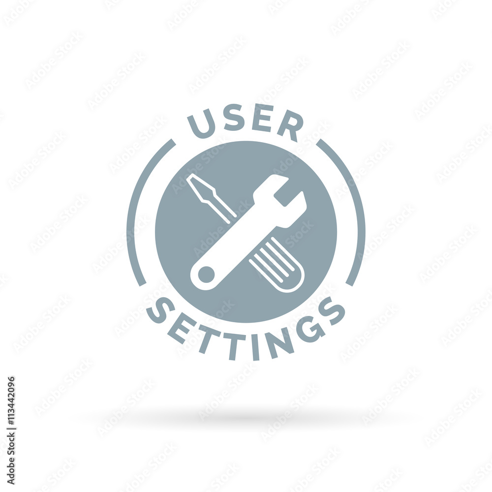 Application settings icon with grey spanner setup configuration tools ...