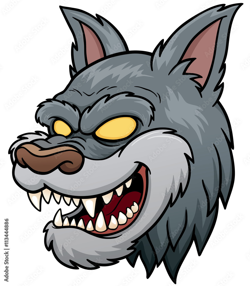 Vector illustration of Wolf Face cartoon Stock Vector | Adobe Stock