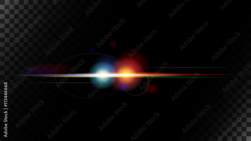 Glowing red and blue flare. Light effect. Isolated on a transparent ...