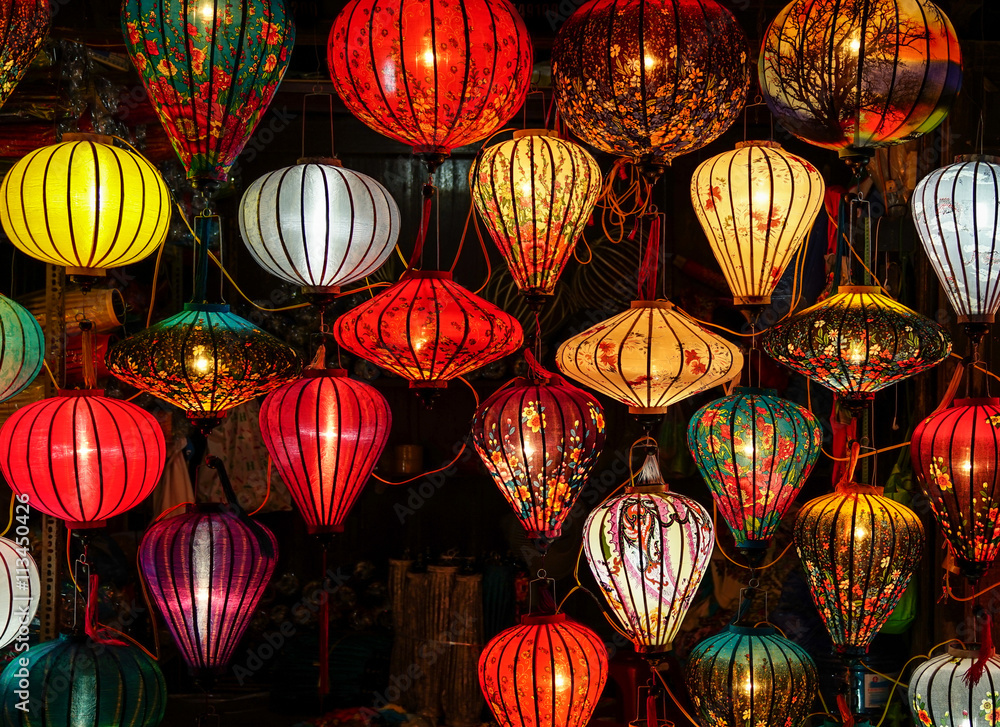Photo & Art Print Paper lanterns on the streets of Hoi An Ancient town ...