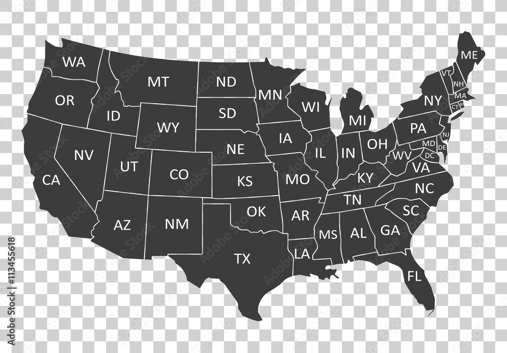 USA map with states Stock Vector | Adobe Stock