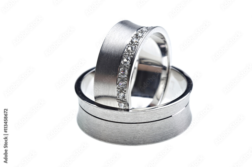 Fotografia do Stock: Two wedding rings standing next to each other ...