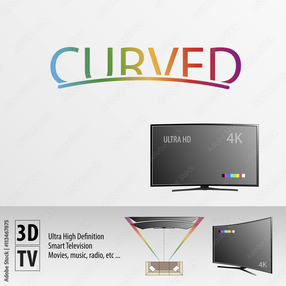 Curved tv advert for clients background Stock Vector | Adobe Stock