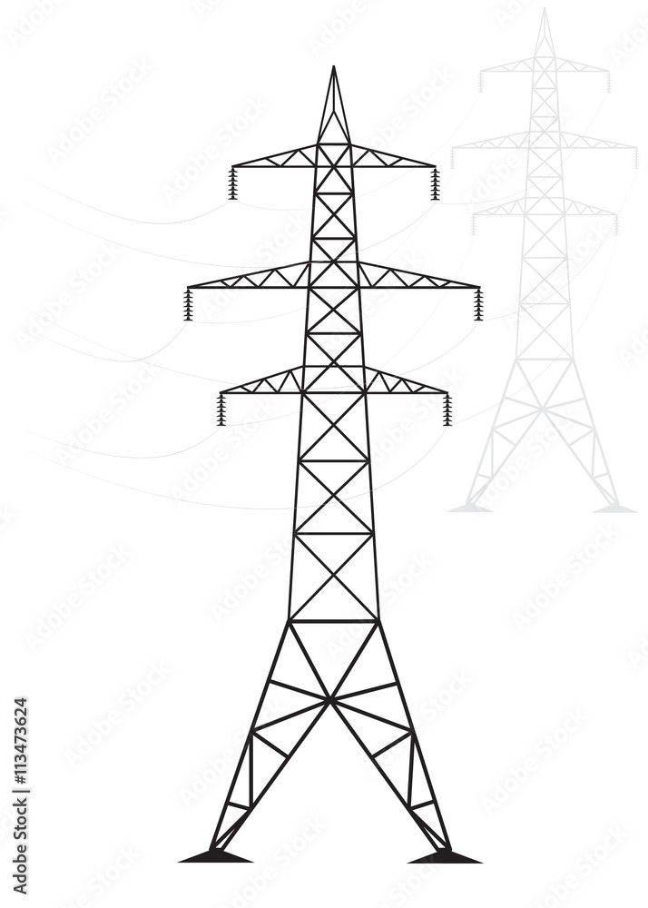 High Voltage Power Lines Vector