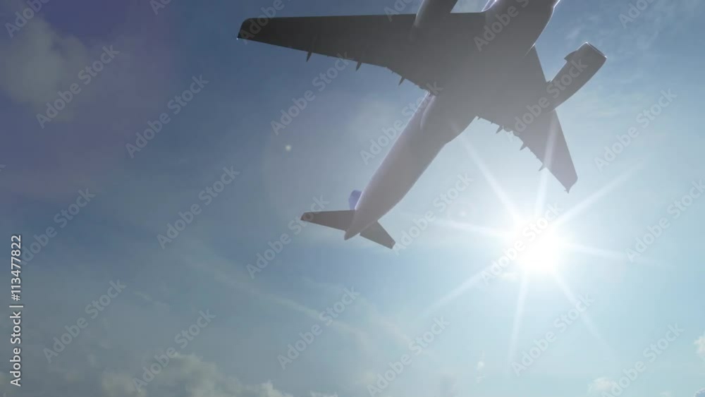 Taking off Airbus A321 airliner with no logos. 4K sunny weather footage ...