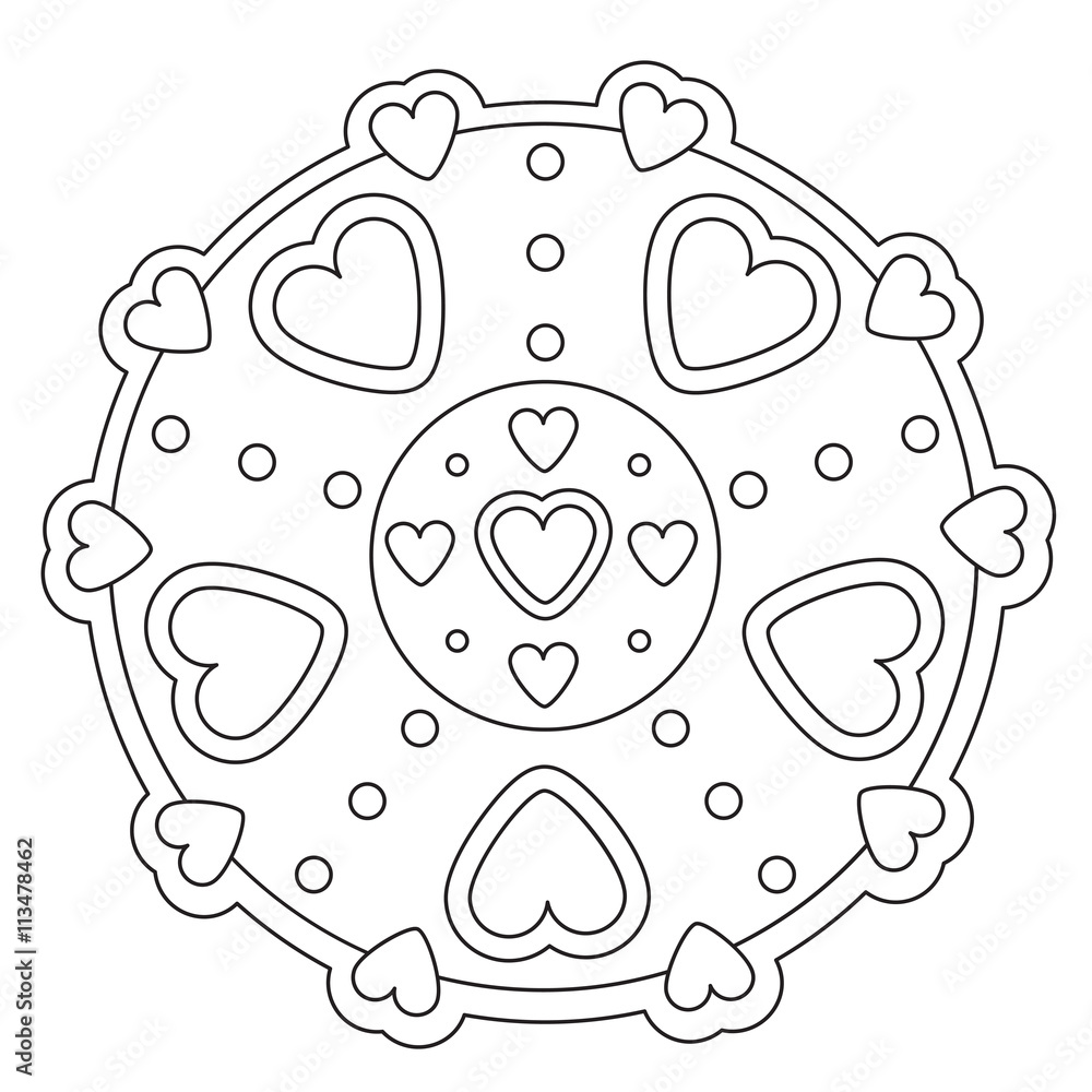Coloring Simple Heart Mandala Stock Vector | Adobe Stock