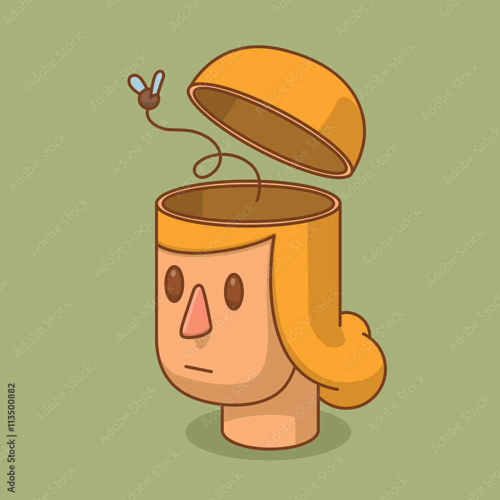 Vector cartoon image of the head of a woman with blond hair and with an ...