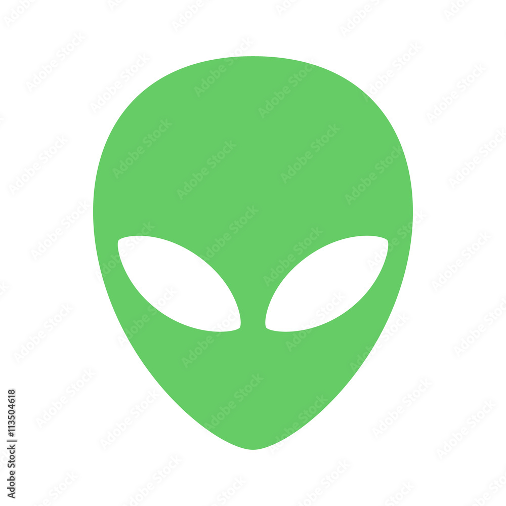 Extraterrestrial alien face or head symbol flat color icon for apps and ...
