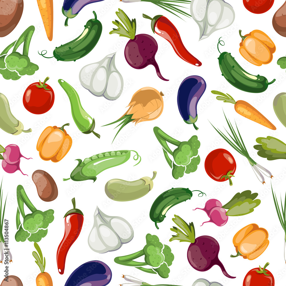 Seamless vector pattern background of vegetables. Vegetable ...