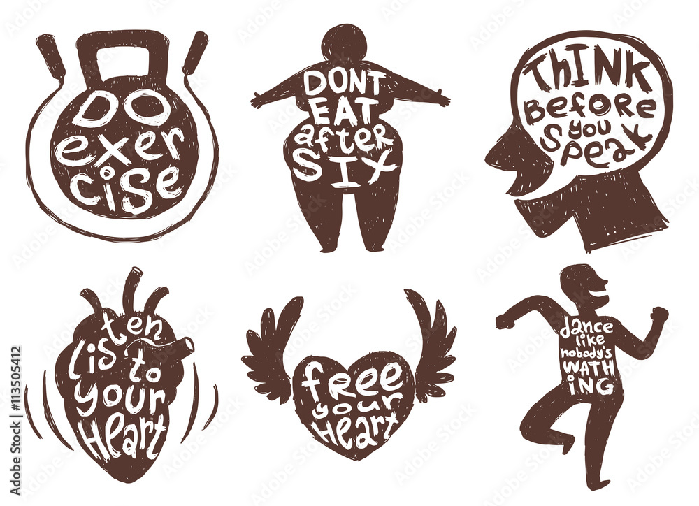 Vector set of motivational cards with cartoon images of black ...
