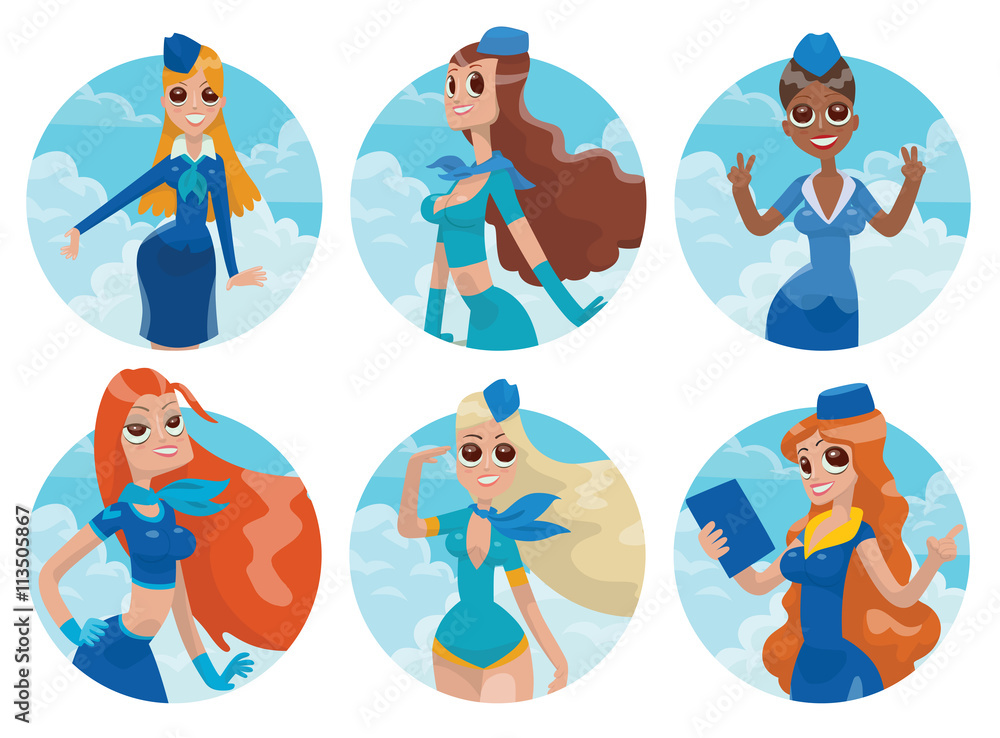 Vecteur Stock Vector set of round frames with blue sky and clouds and ...