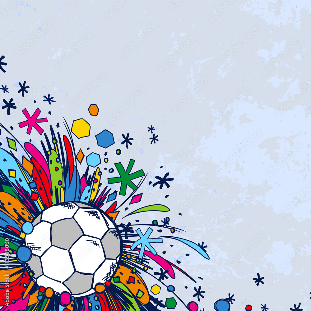 Football doodles ornament background. Soccer bright sketches. European ...